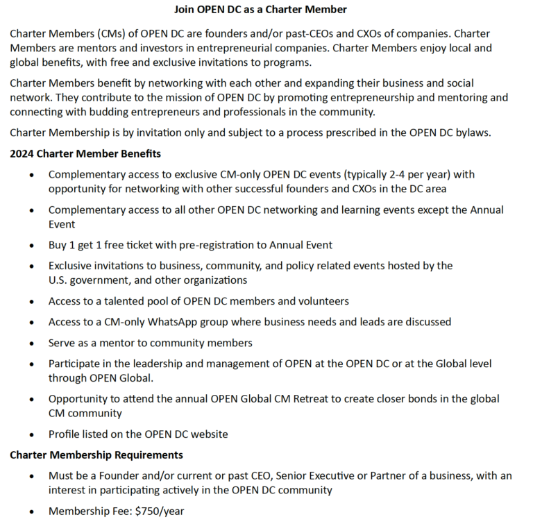 Charter Membership – OPEN DC